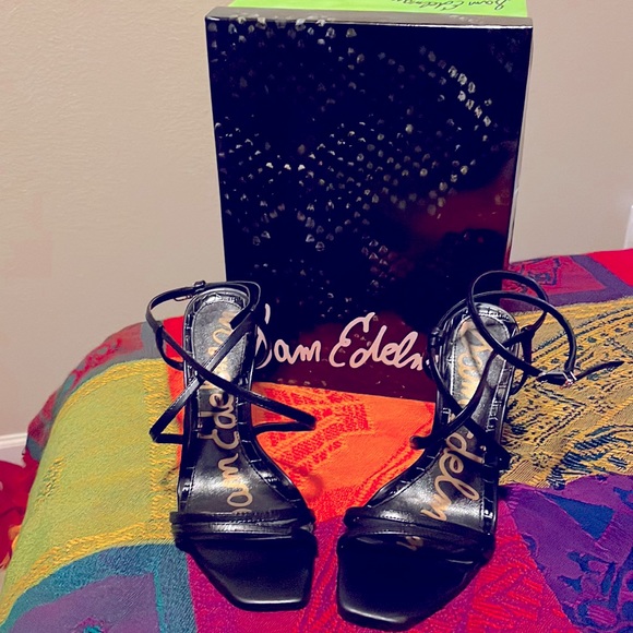 Sam Edelman | Shoes | Leanne Black Leather Heels | Poshmark